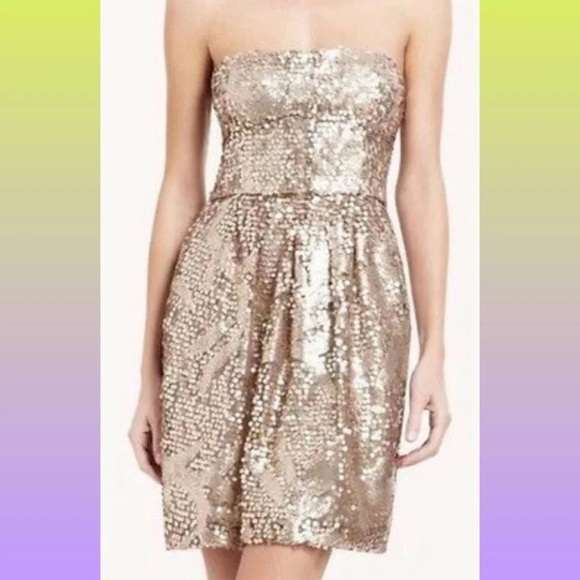 BCBGMaxAzria | Dresses | Bcbg Maxazria Carole Size 2 Gold Sequin ...